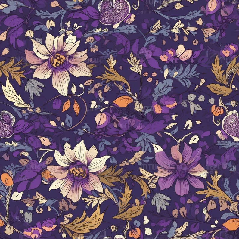 Violet Floral Pattern 1 - Etsy
