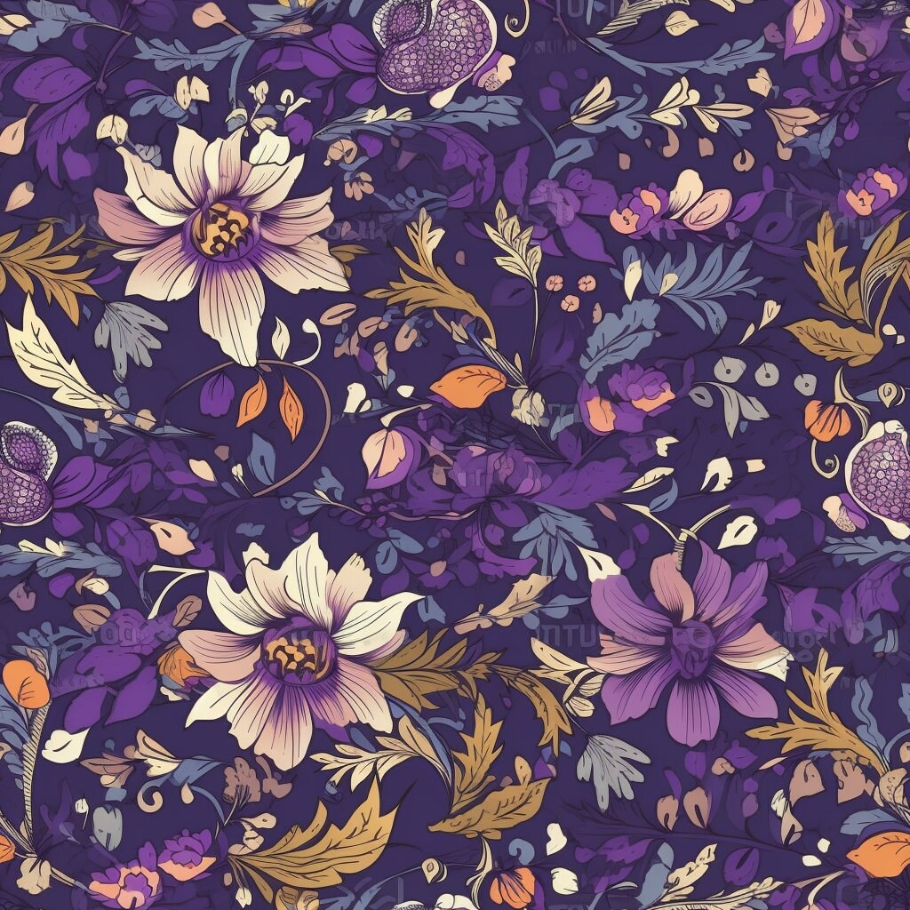 Violet Floral Pattern 1 - Etsy