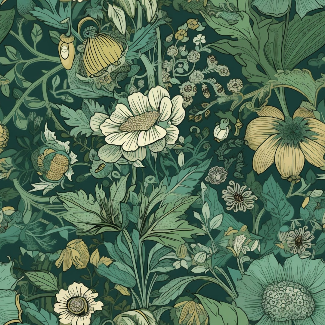 Green Floral Pattern - Etsy