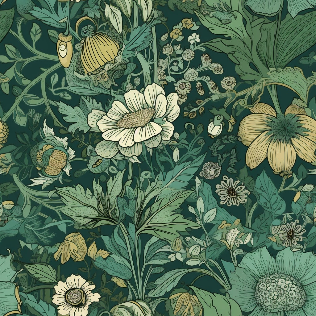 Green Floral Pattern - Etsy