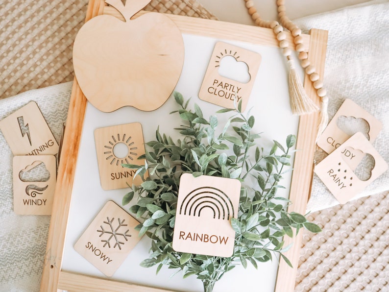 Montessori Weather Flashcards | Wood Learning Cards - Etsy