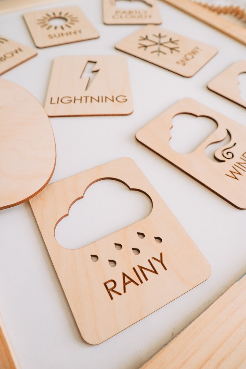 Montessori Weather Flashcards | Wood Learning Cards - Etsy