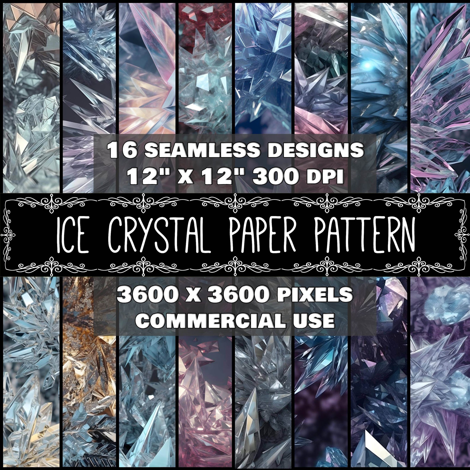 Digital Paper Ice Crystal Pattern Instant Download Seamless Digital Ice ...