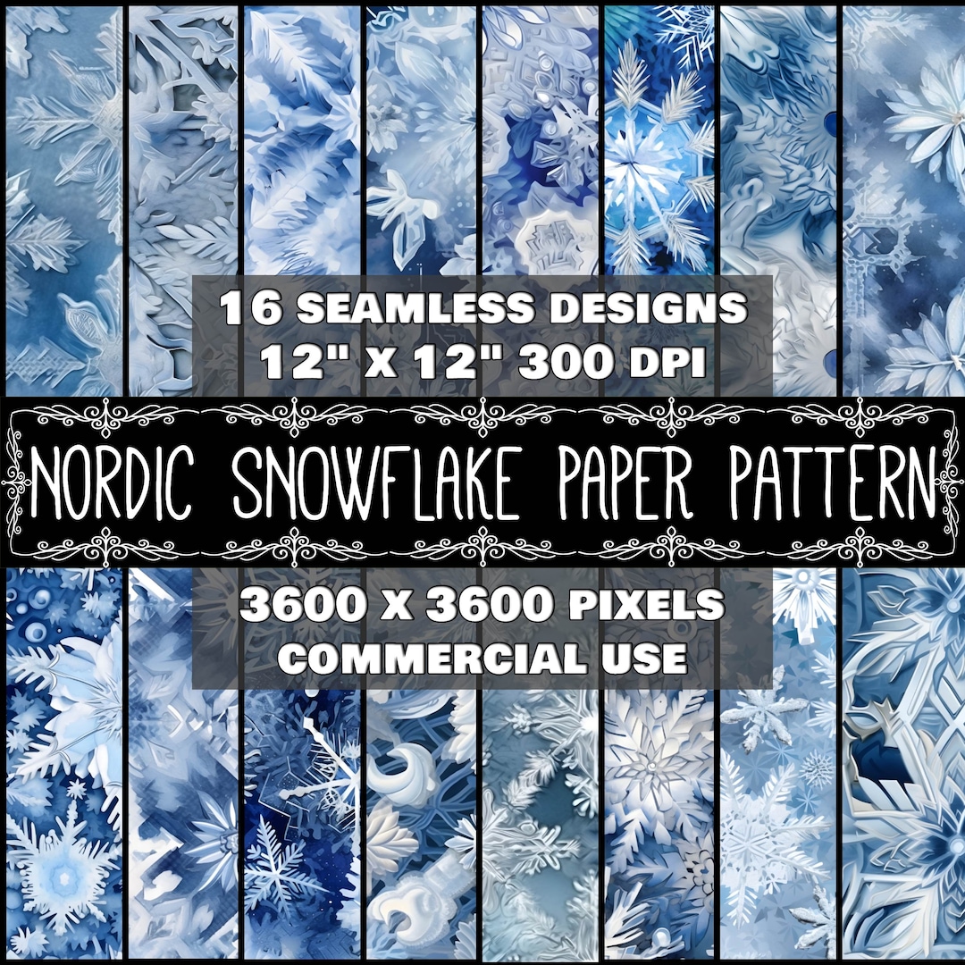 Digital Paper Snowflake Pattern Instant Download Seamless Digital ...