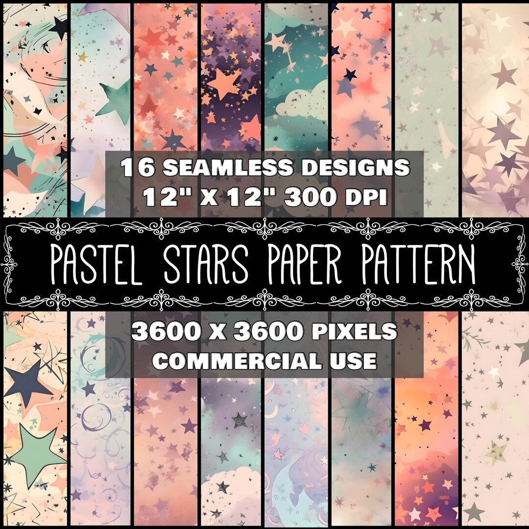 Digital Paper Star Pattern Instant Download Seamless Digital Pastel ...