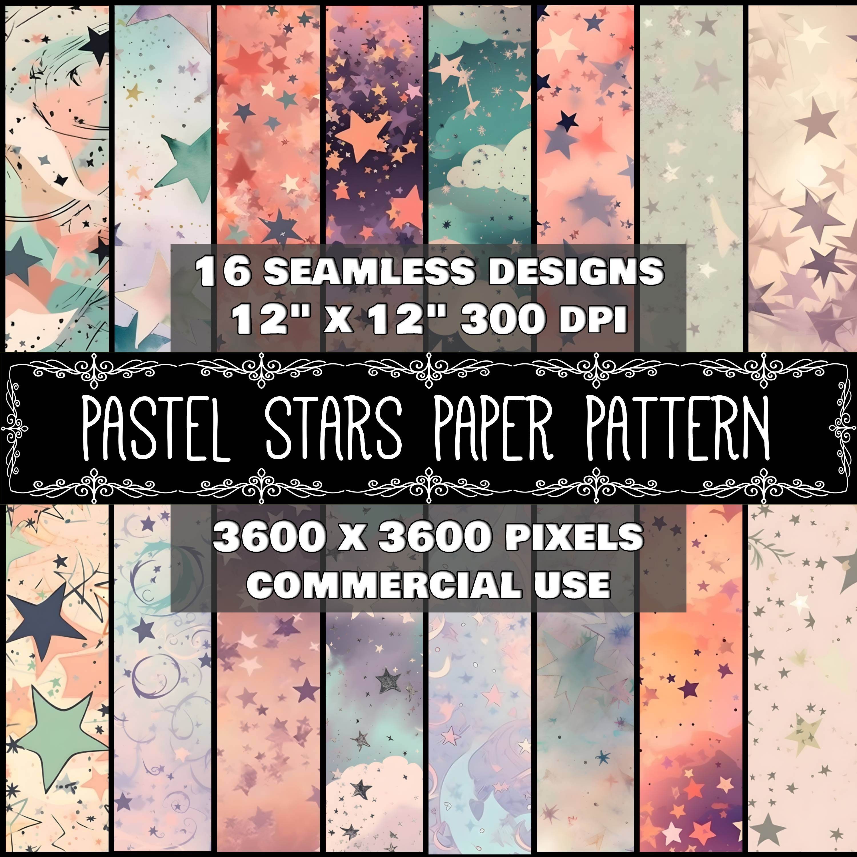 Digital Paper Star Pattern Instant Download Seamless Digital Pastel ...