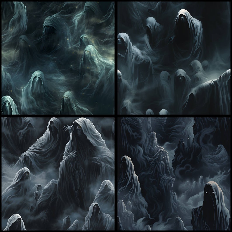 Halloween Digital Paper Spectral Pattern Instant Download Seamless ...