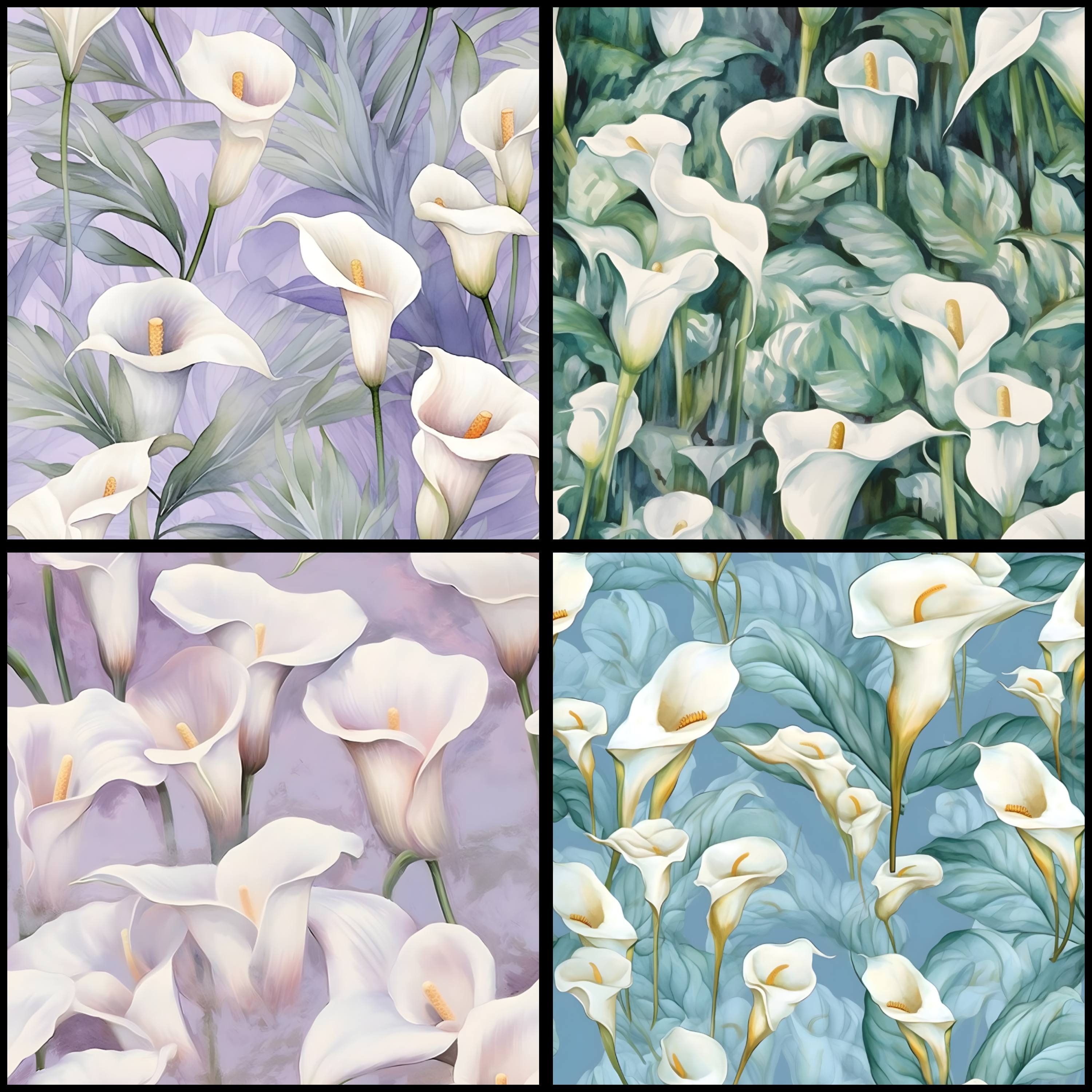 Digital Paper Calla Lily Pattern Instant Download Seamless Digital ...