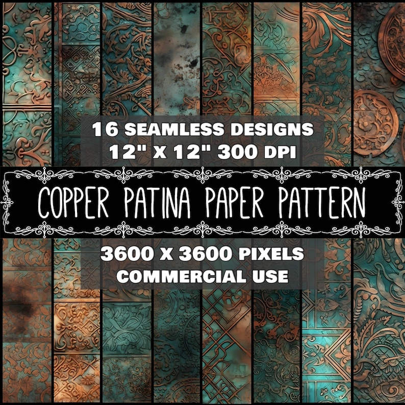 Digital Paper Copper Patina Pattern Instant Download Seamless Digital ...