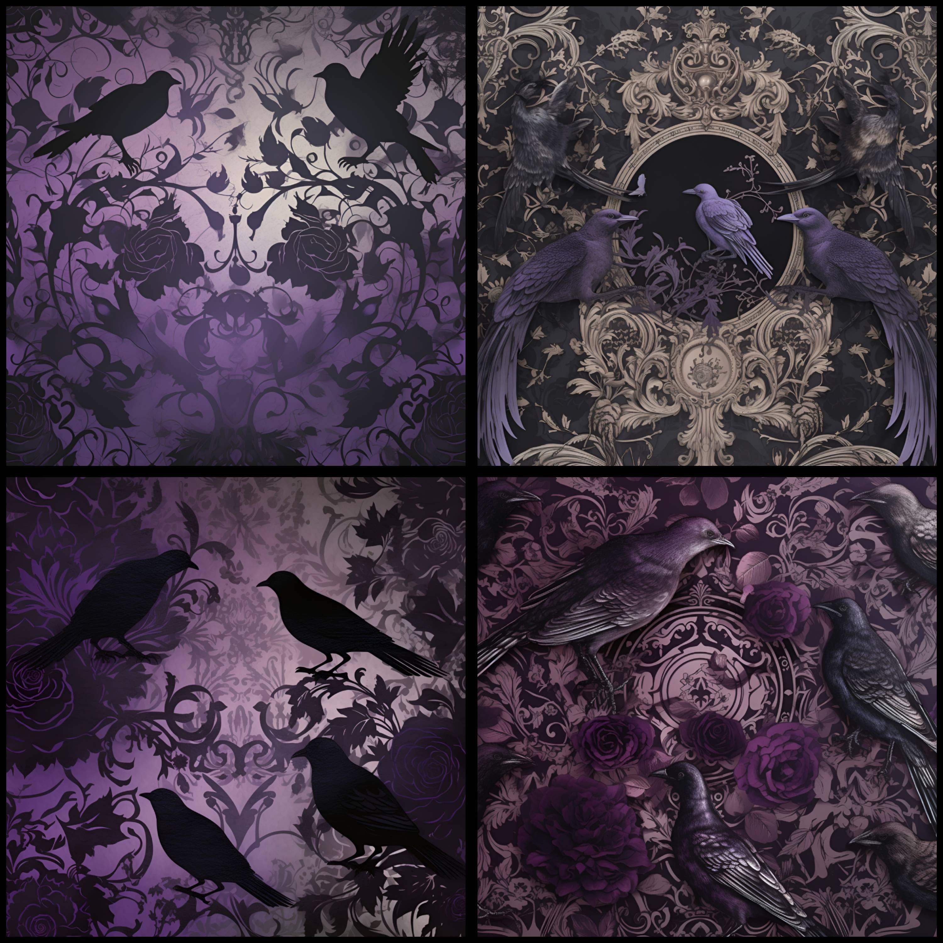 Digital Paper Gothic Pattern Instant Download Digital Raven Design ...