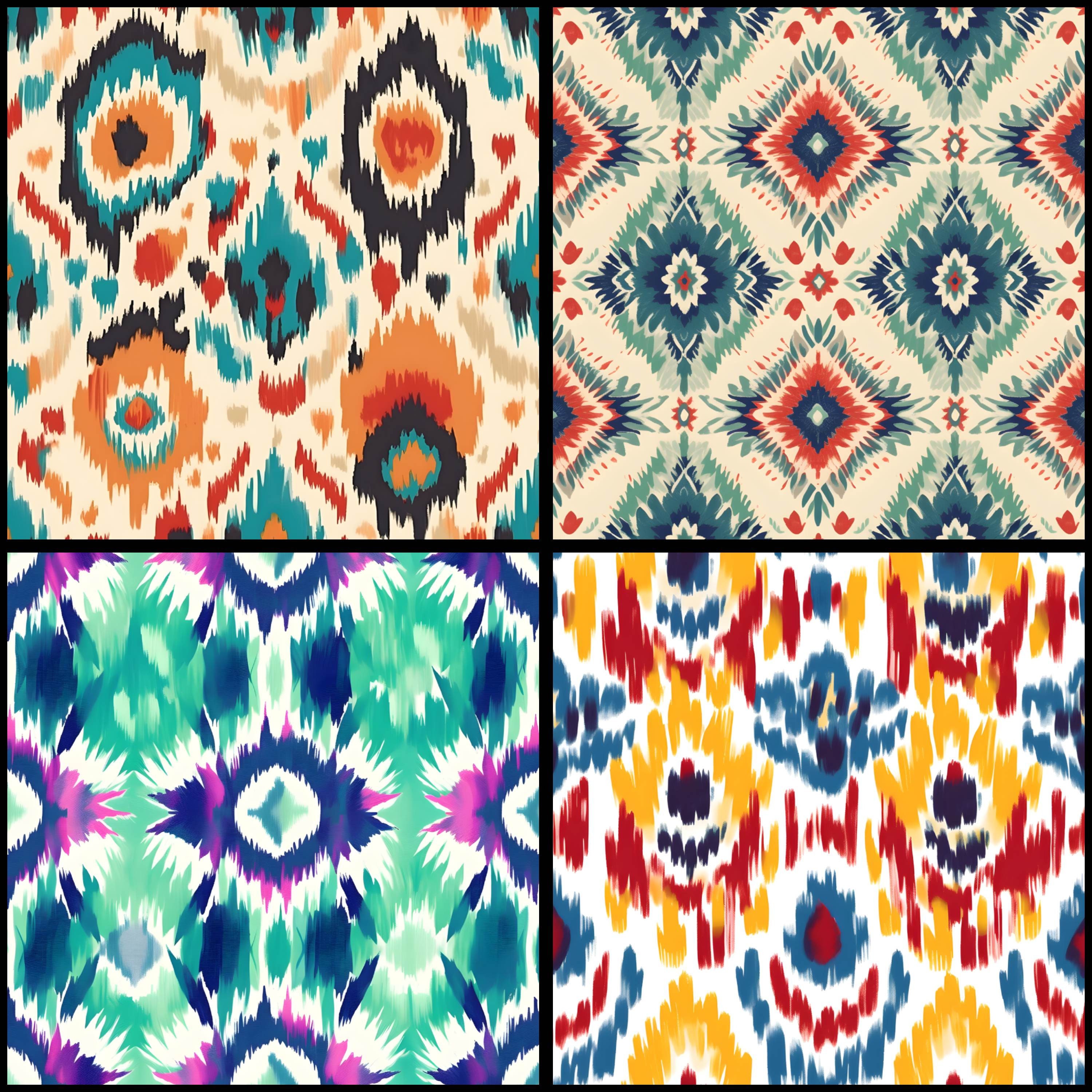 Digital Paper Ikat Pattern Instant Download Seamless Watercolor Ikat ...