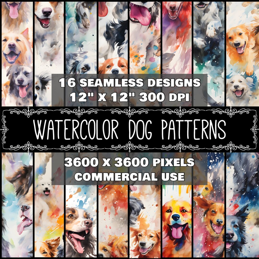 Digital Paper Dog Pattern Instant Download Seamless Digital Watercolor ...