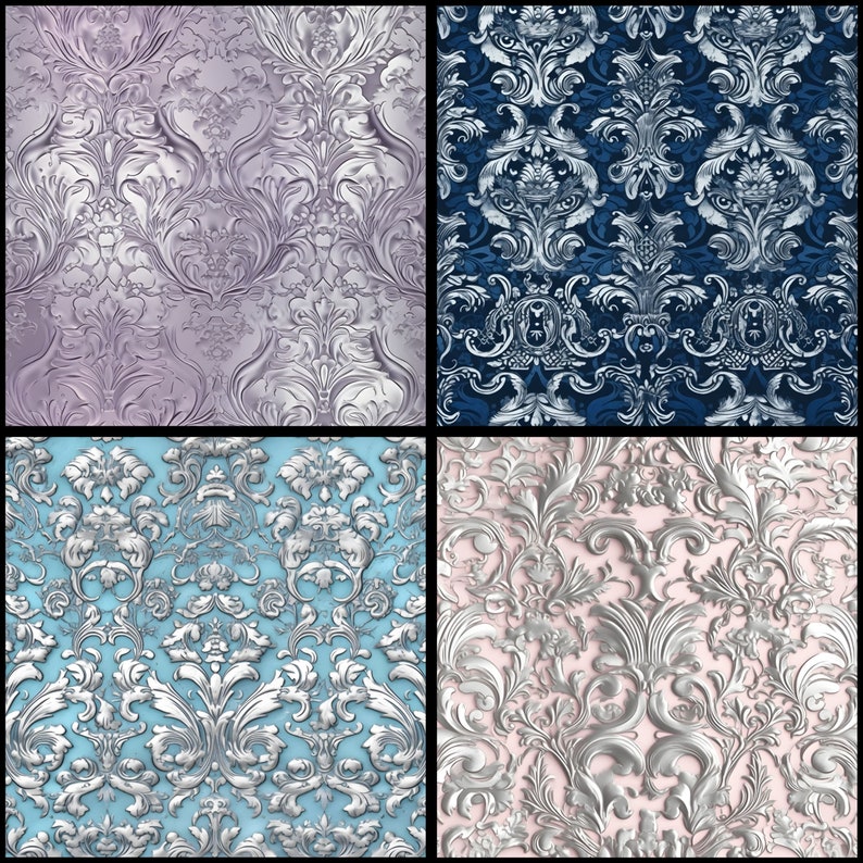 Digital Paper Gold Damask Pattern Instant Download Seamless Digital ...