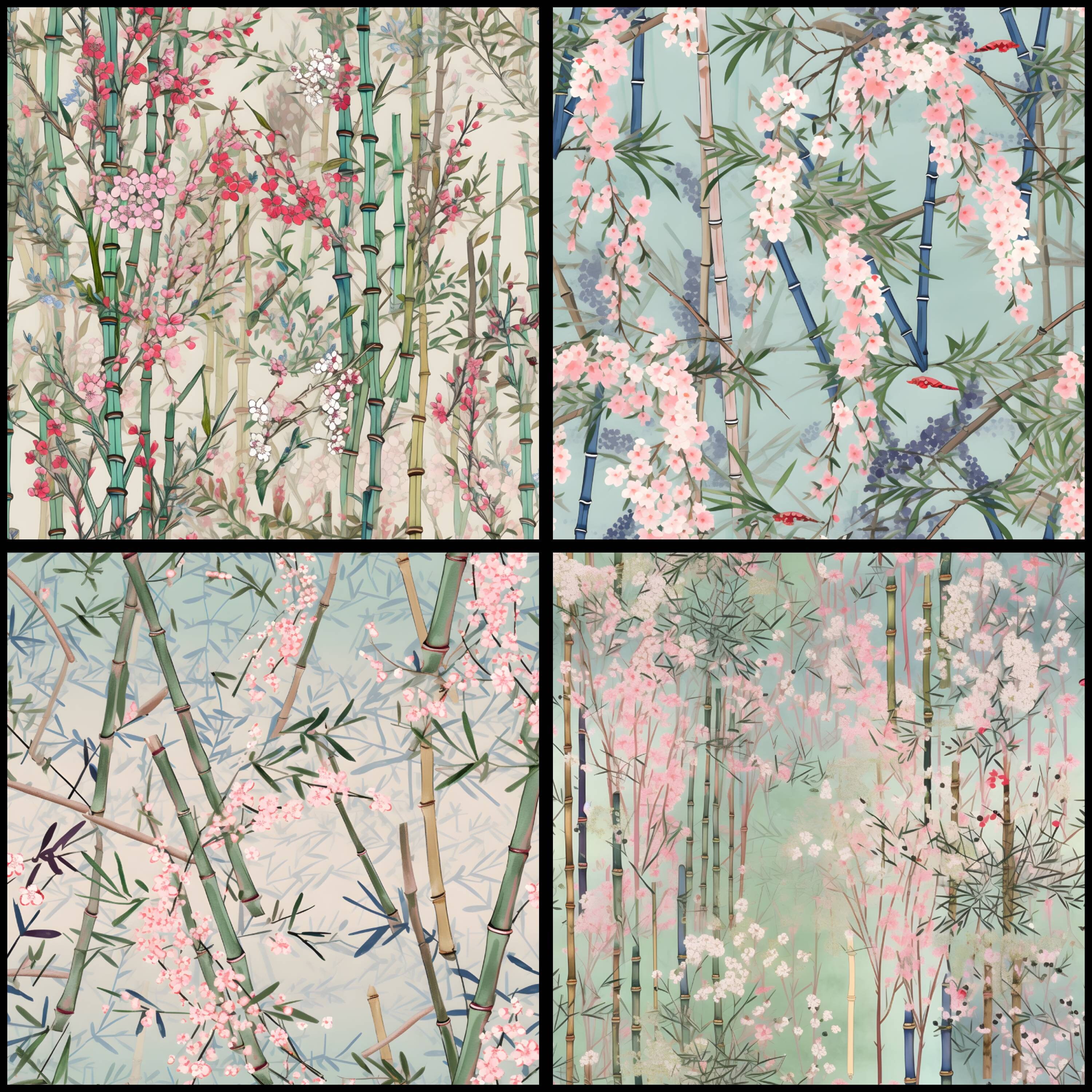 Digital Paper Japanese Garden Pattern Instant Download Seamless Digital ...