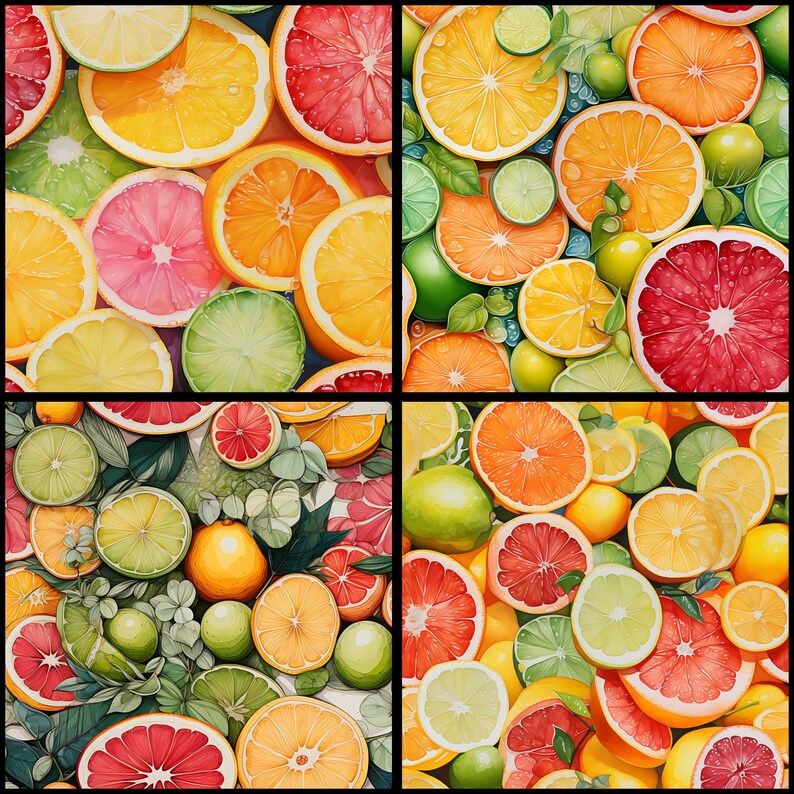 Digital Paper Citrus Pattern Instant Download Seamless Digital ...