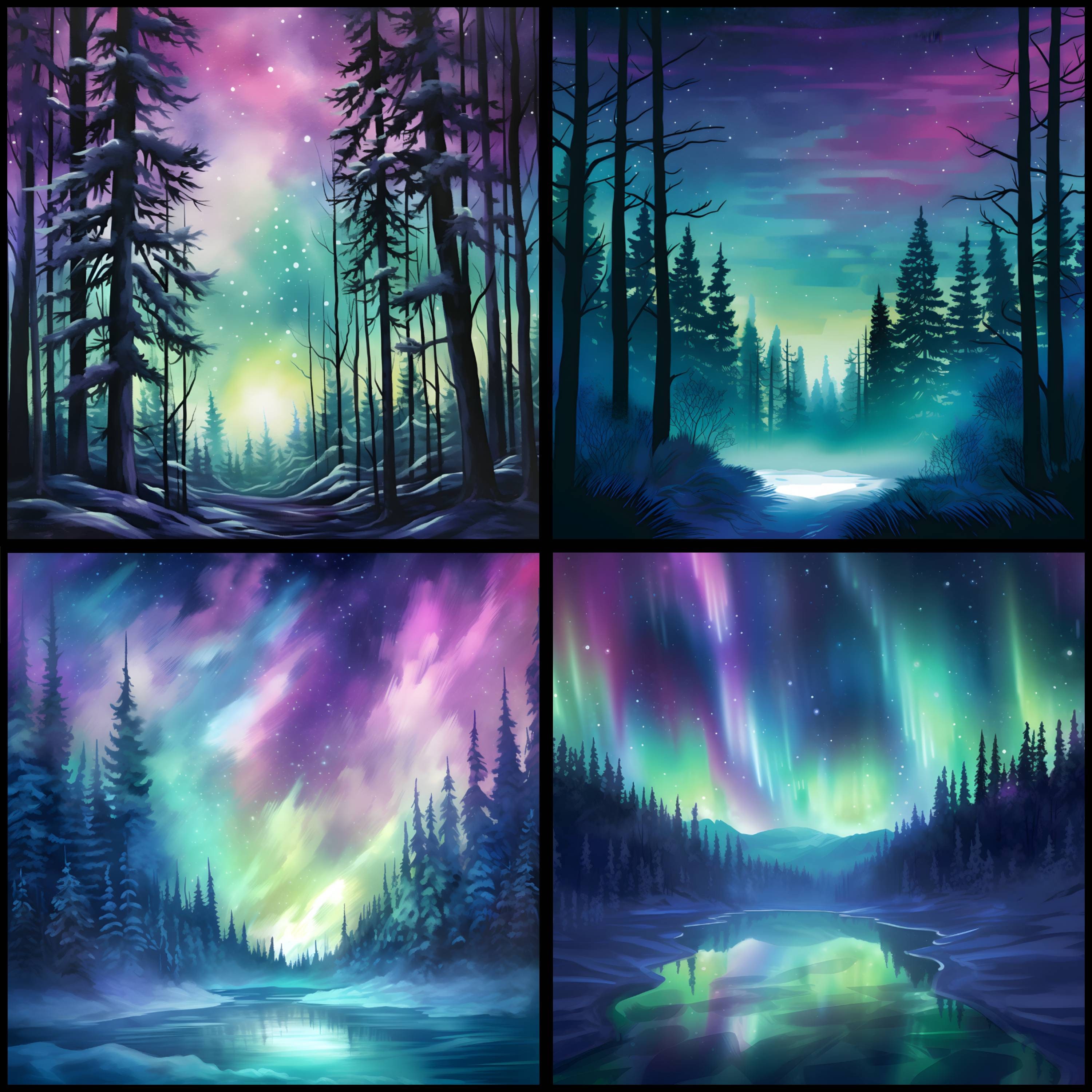 Digital Paper Aurora Borealis Pattern Instant Download Digital Northern ...