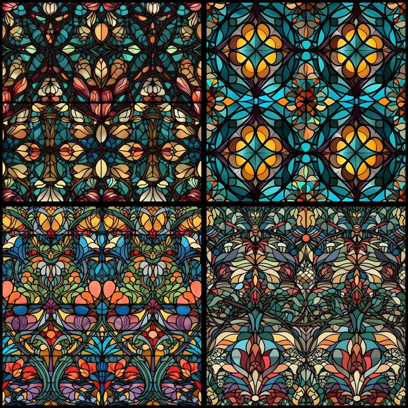 Digital Paper Stained Glass Pattern Instant Download Seamless Digital ...