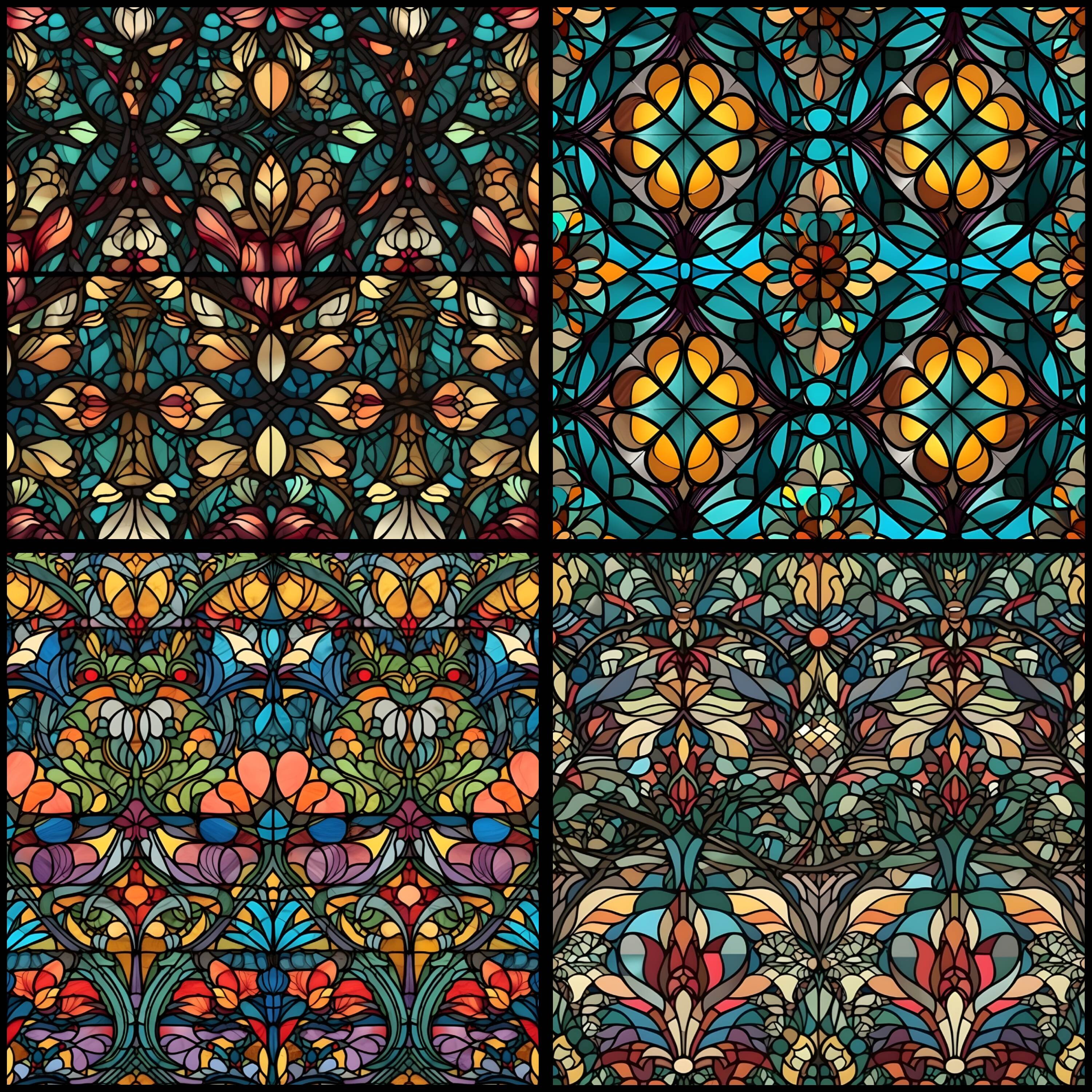 Digital Paper Stained Glass Pattern Instant Download Seamless Digital ...