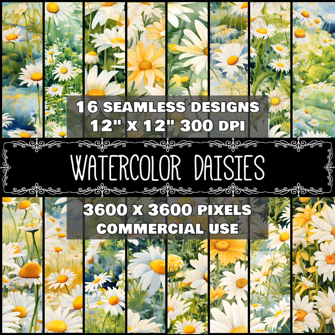 Digital Paper Daisies Pattern Instant Download Seamless Digital Daisy ...