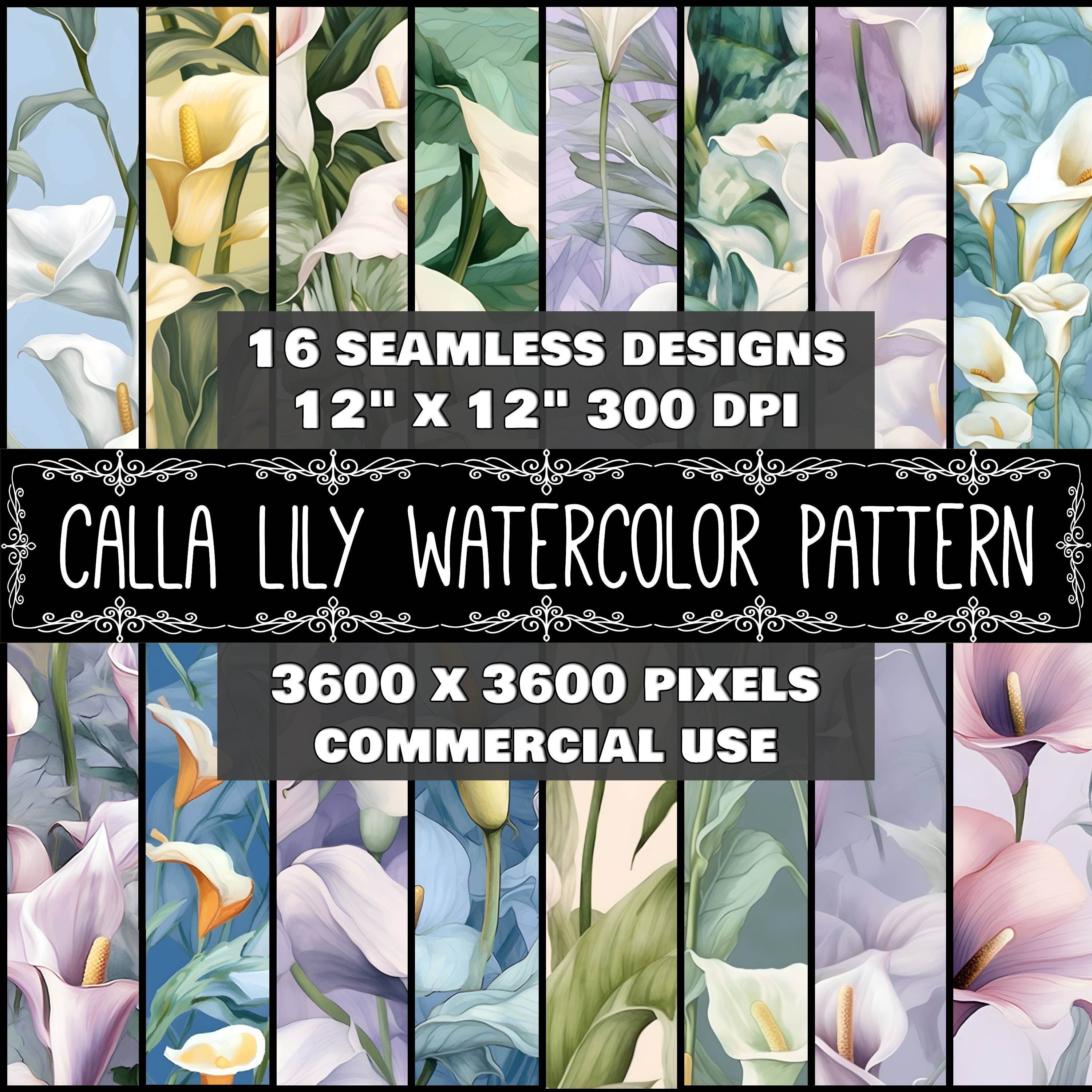 Digital Paper Calla Lily Pattern Instant Download Seamless Digital ...
