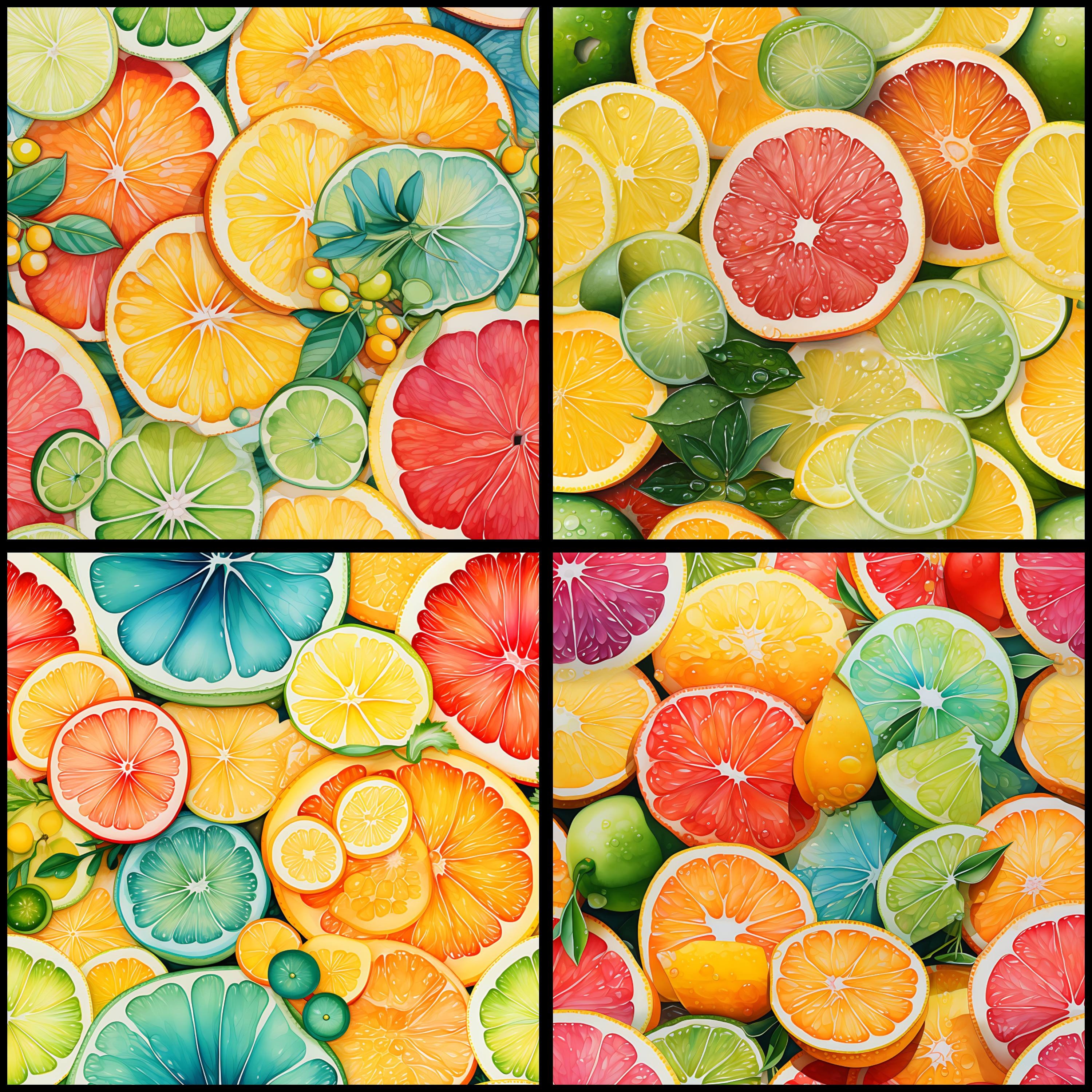 Digital Paper Citrus Pattern Instant Download Seamless Digital ...