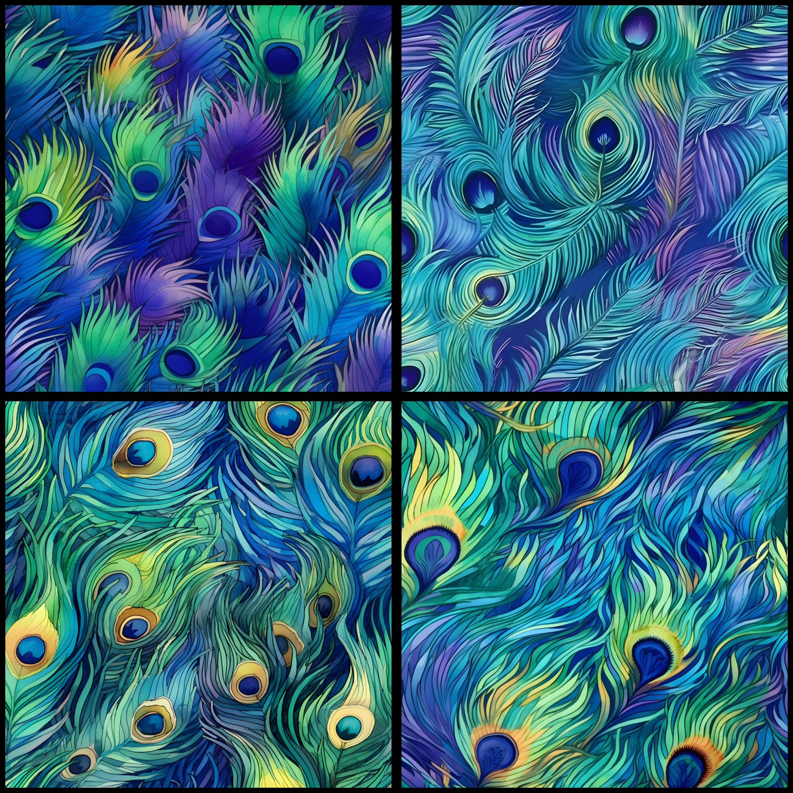 Digital Paper Peacock Feather Pattern Instant Download Seamless Digital ...