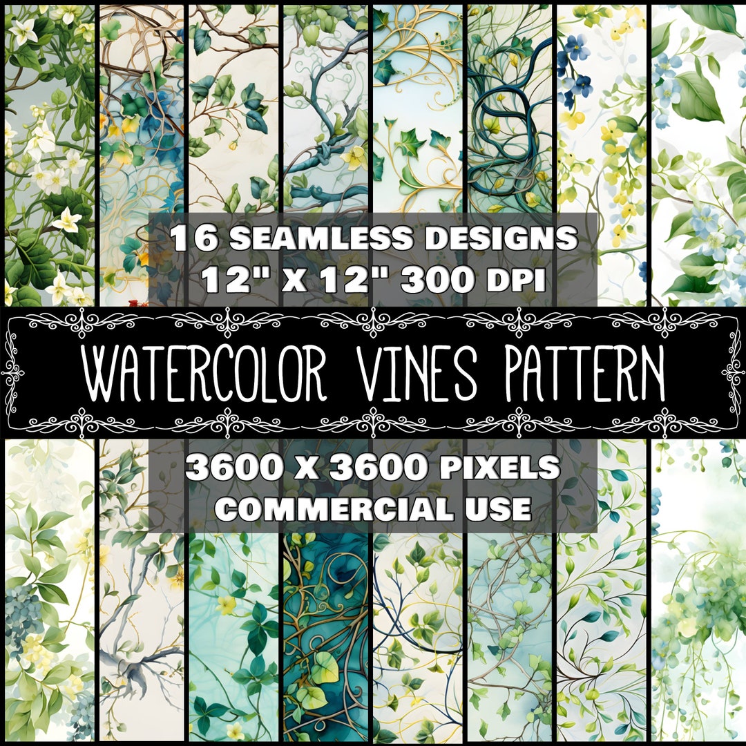 Digital Paper Vines Pattern Instant Download Seamless Digital Tendrils ...