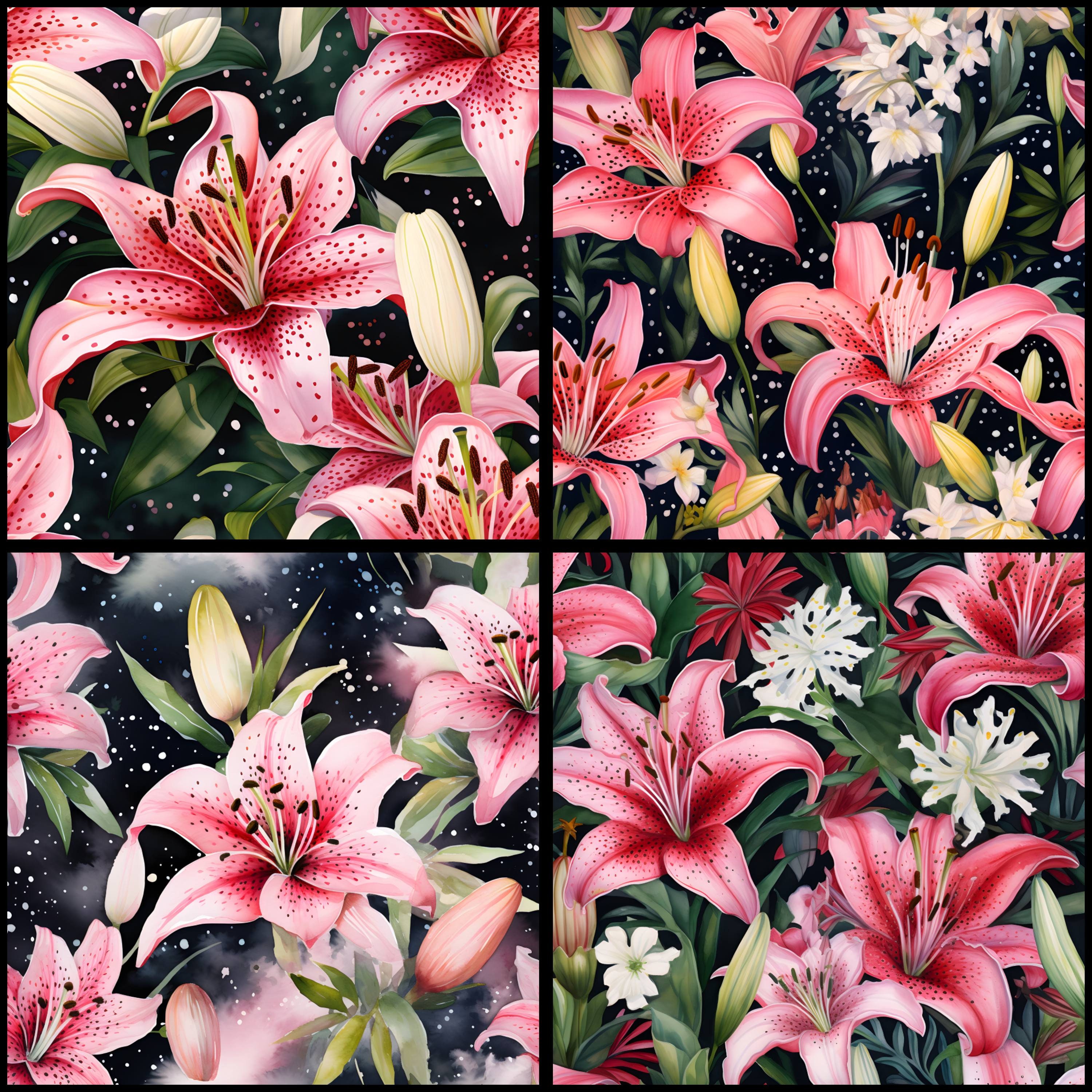 Digital Paper Stargazer Lily Pattern Instant Download Seamless Digital ...