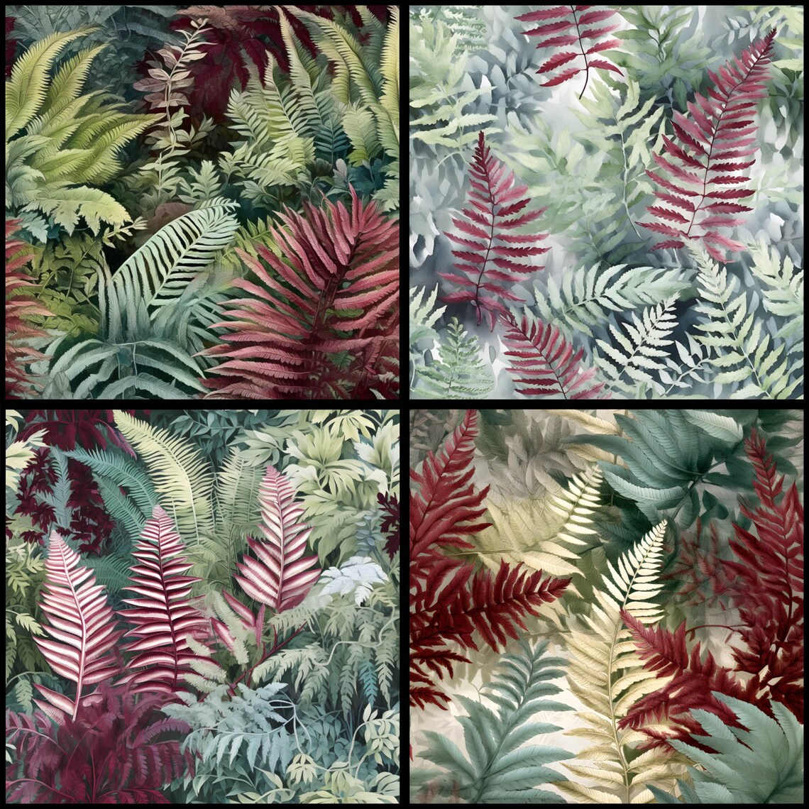 Digital Paper Fern Pattern Instant Download Seamless Digital Japanese ...