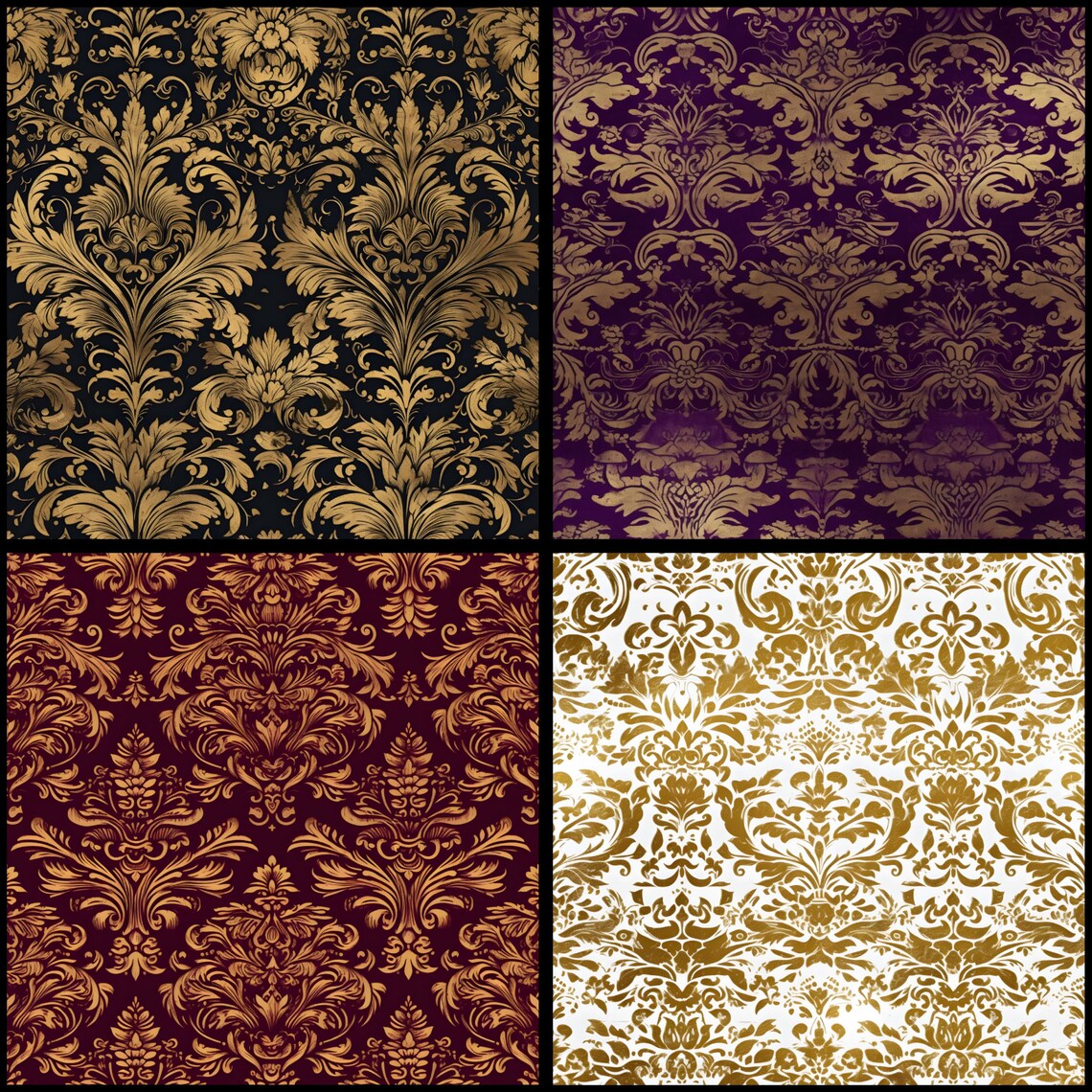 Digital Paper Gold Damask Pattern Instant Download Seamless Digital ...