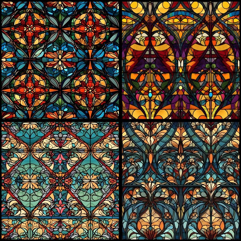 Digital Paper Stained Glass Pattern Instant Download Seamless Digital ...