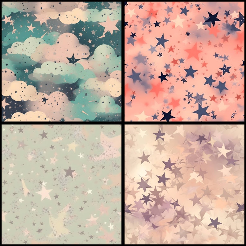 Digital Paper Star Pattern Instant Download Seamless Digital Pastel ...