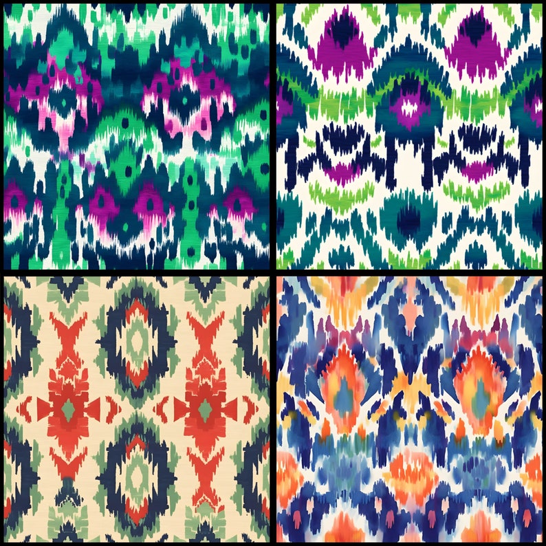 Digital Paper Ikat Pattern Instant Download Seamless Watercolor Ikat ...