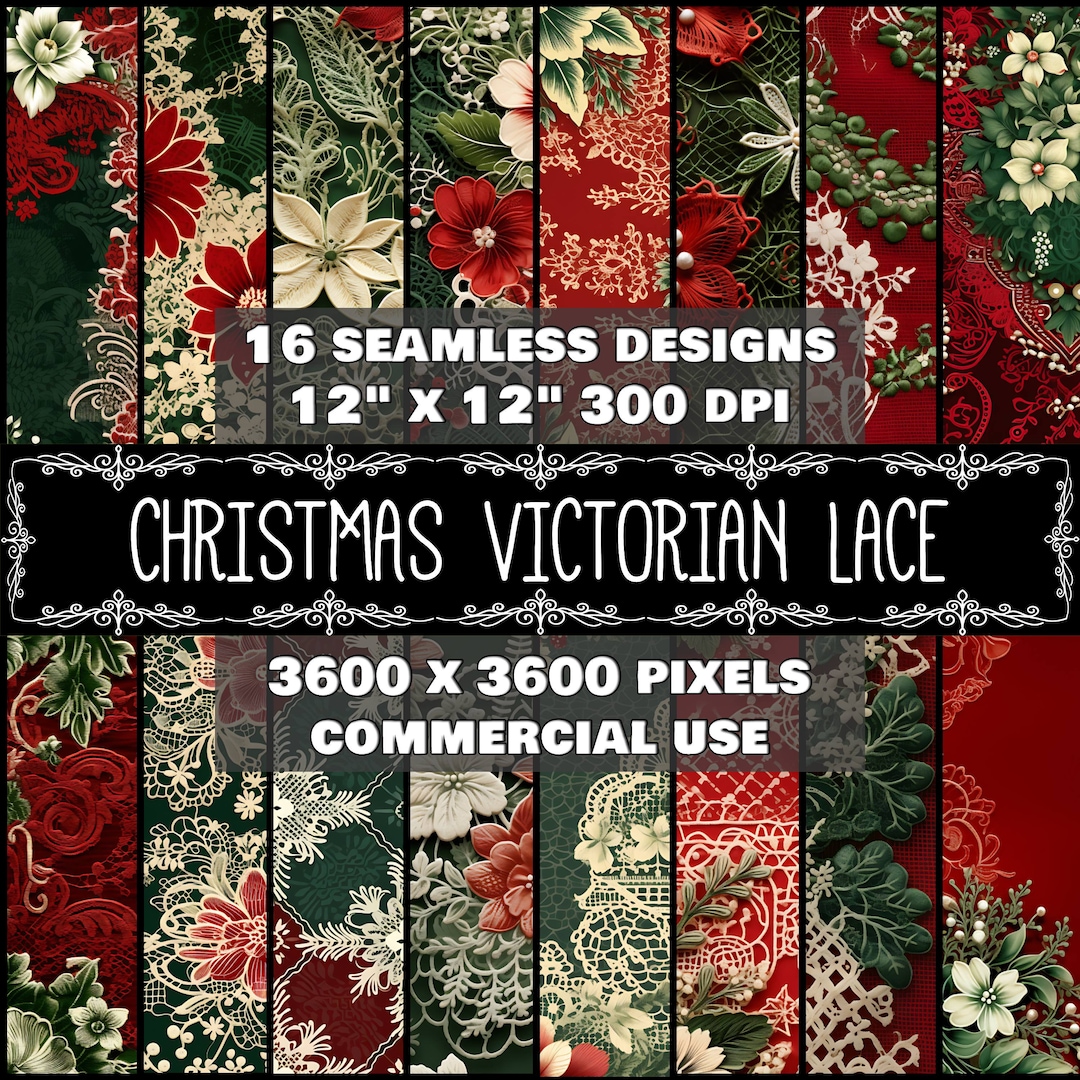 Christmas Digital Paper Lace Pattern Instant Download Seamless Digital ...