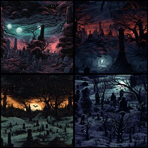 Halloween Digital Paper Cemetery Pattern Instant Download Seamless ...