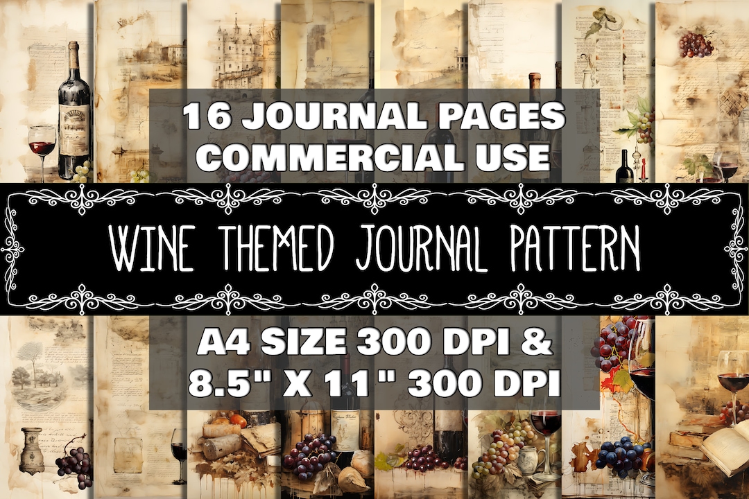 Digital Journal Wine Pattern Instant Download Printable Journal ...