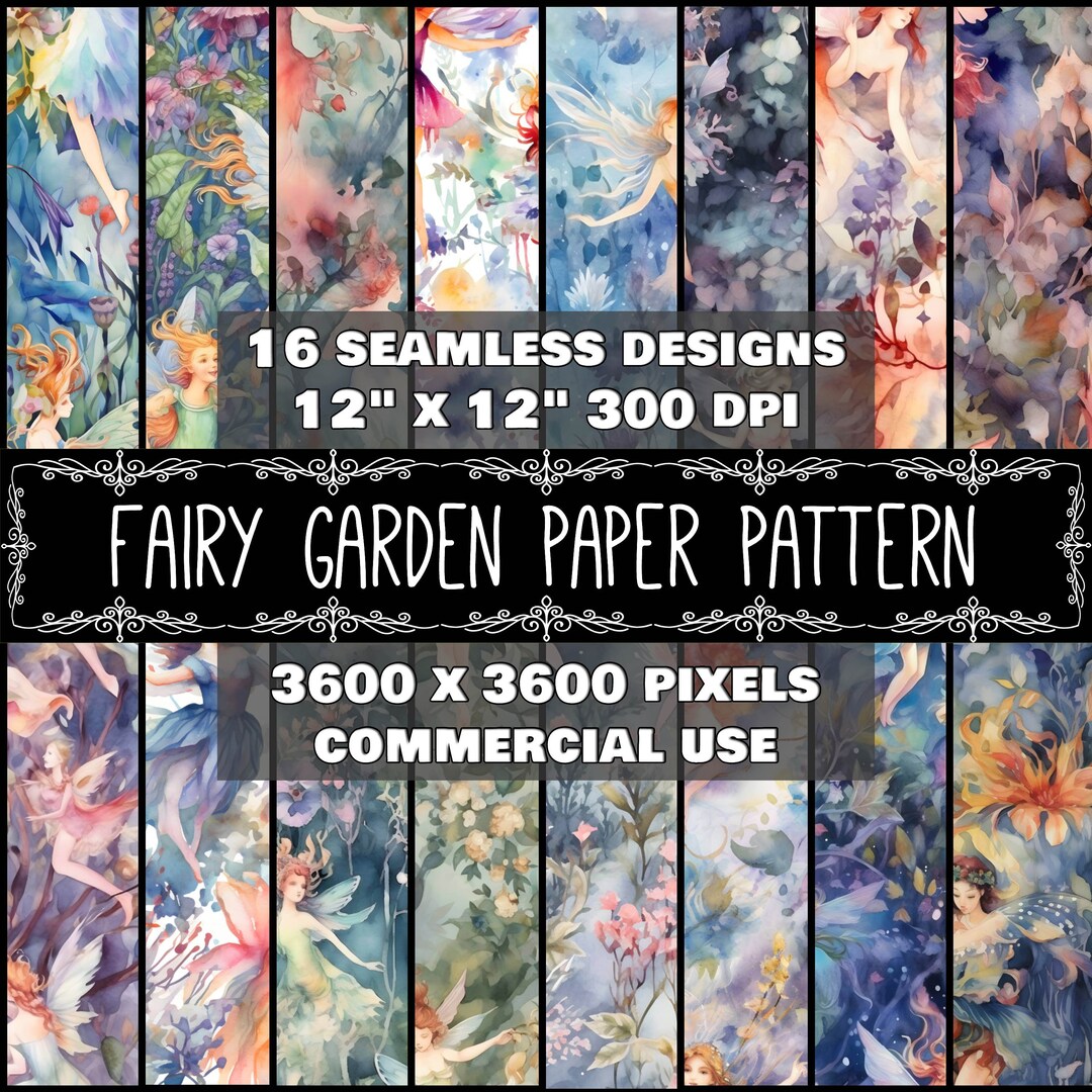 Digital Paper Fairy Pattern Instant Download Seamless Digital Garden ...