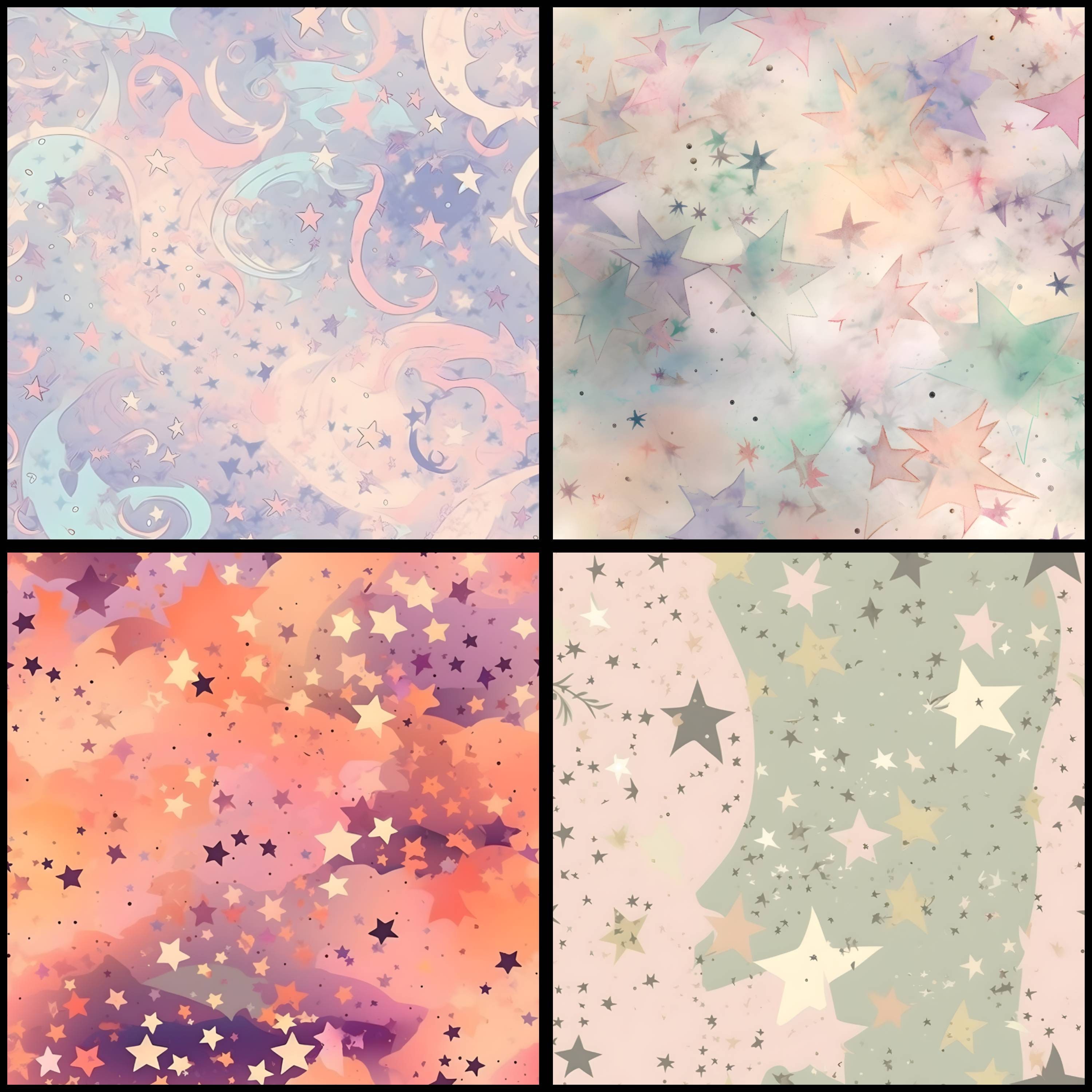 Digital Paper Star Pattern Instant Download Seamless Digital Pastel ...