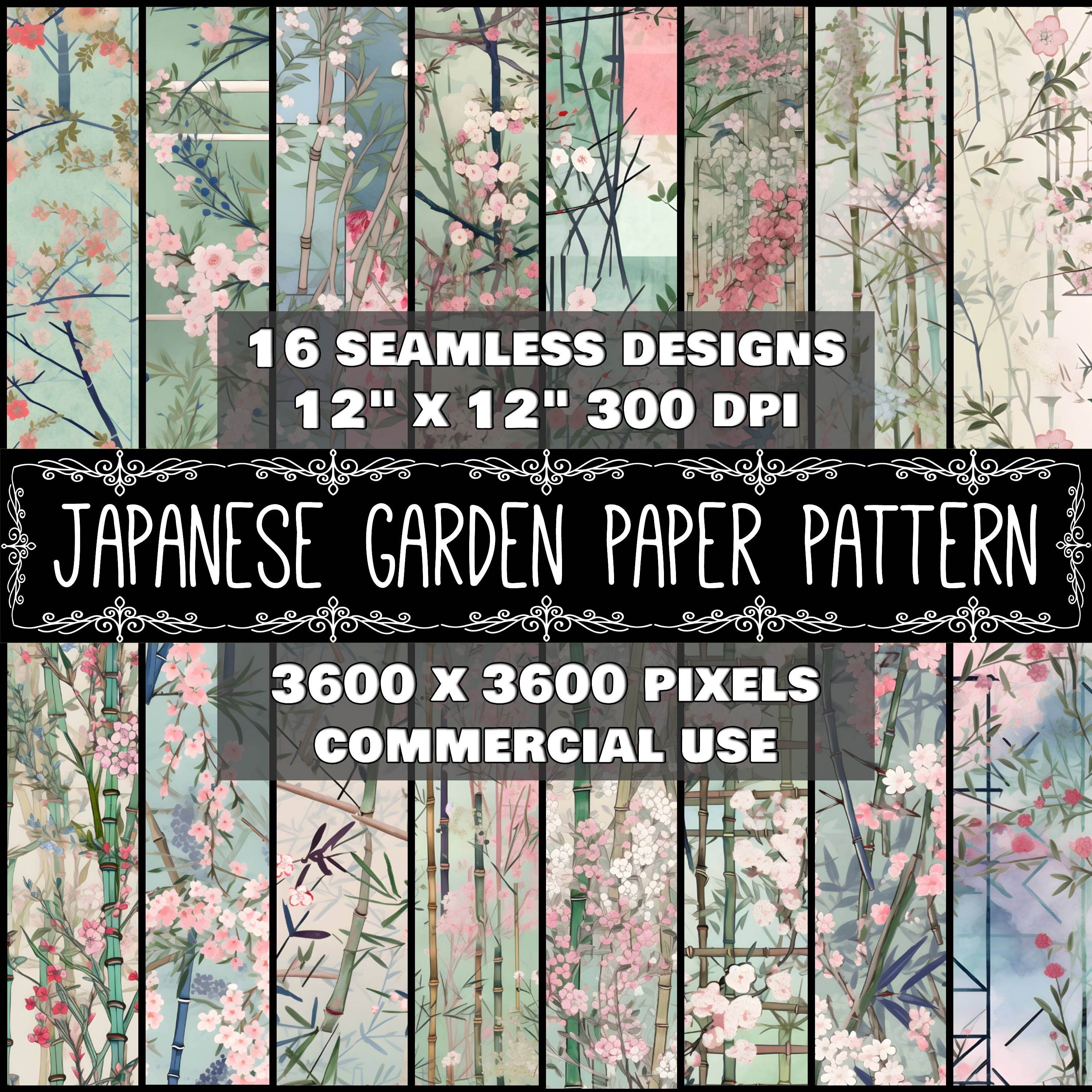 Digital Paper Japanese Garden Pattern Instant Download Seamless Digital ...