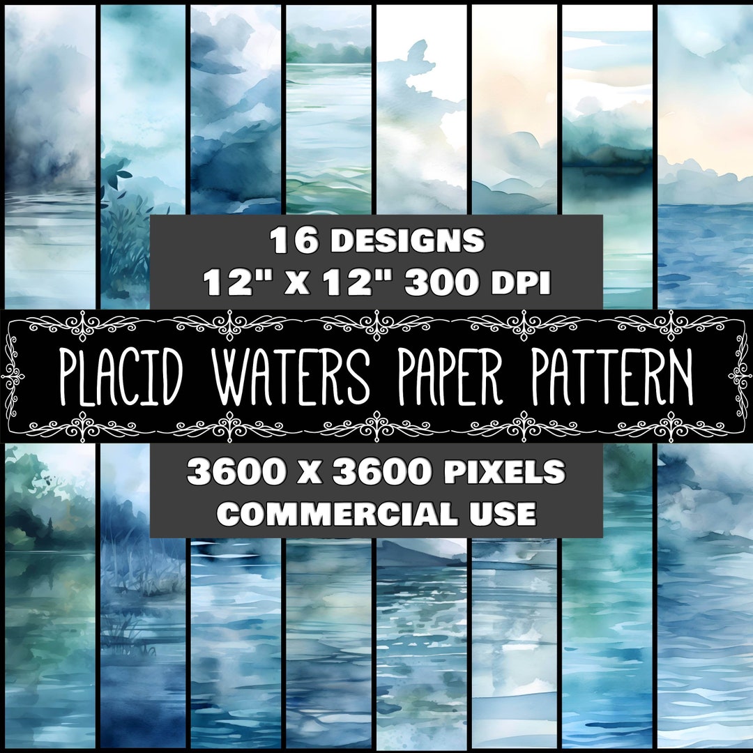 Digital Paper Water Tranquil Pattern Instant Download Digital ...