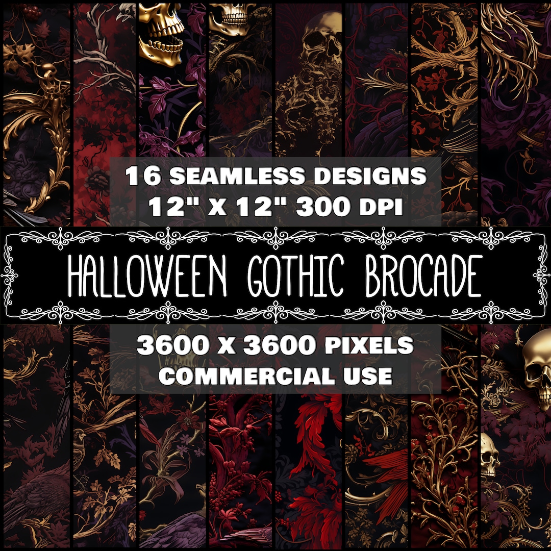 Halloween Digital Paper Brocade Pattern Instant Download Seamless ...