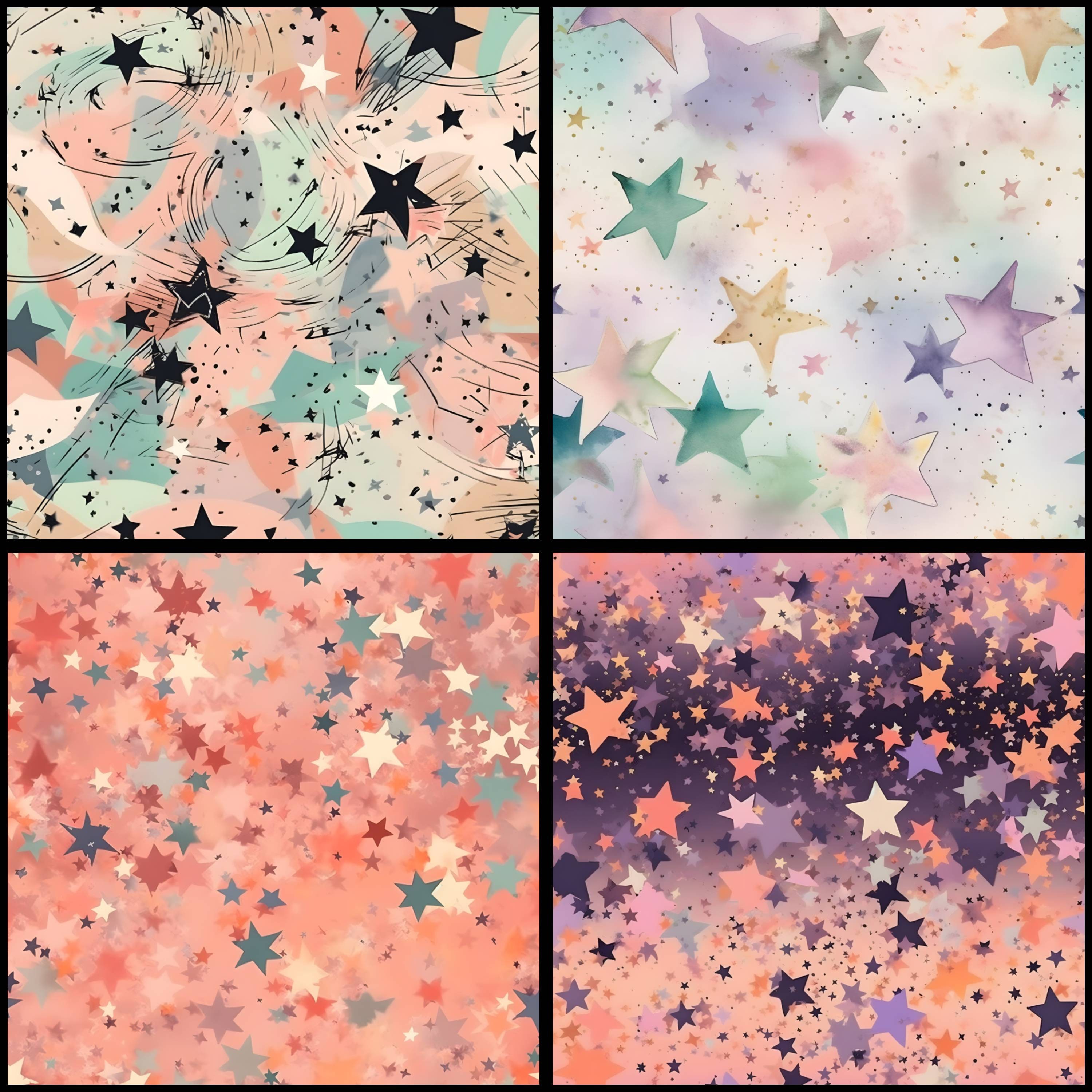Digital Paper Star Pattern Instant Download Seamless Digital Pastel ...