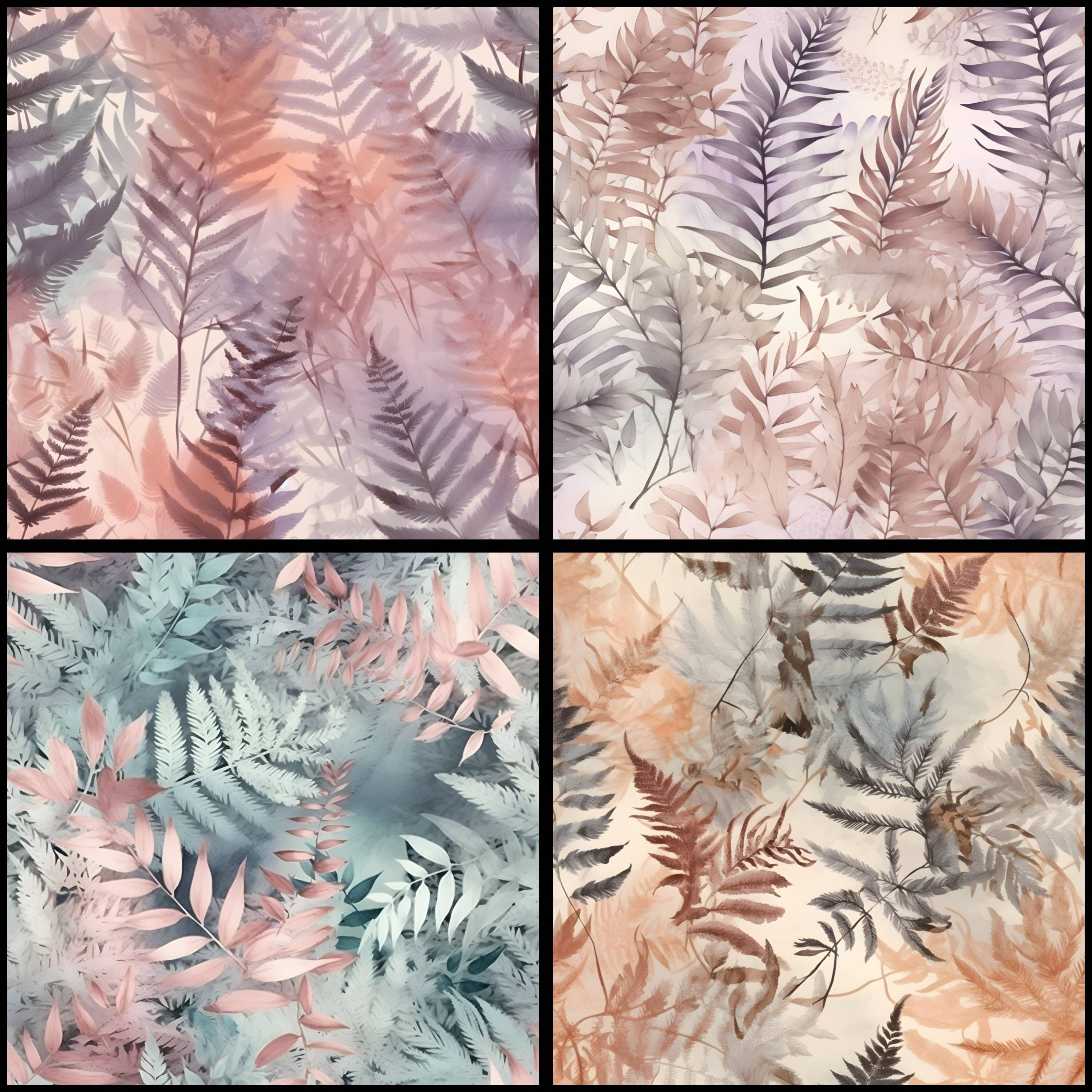 Digital Paper Fern Pattern Instant Download Seamless Digital Watercolor ...