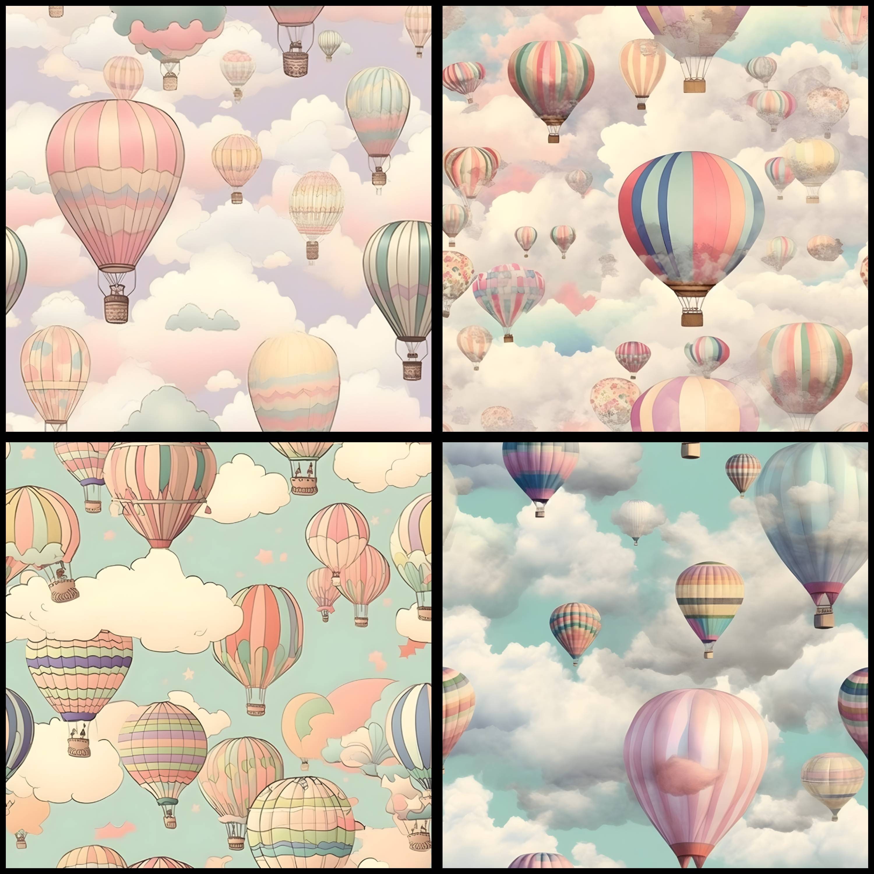 Digital Paper Hot Air Balloon Pattern Instant Download - Etsy