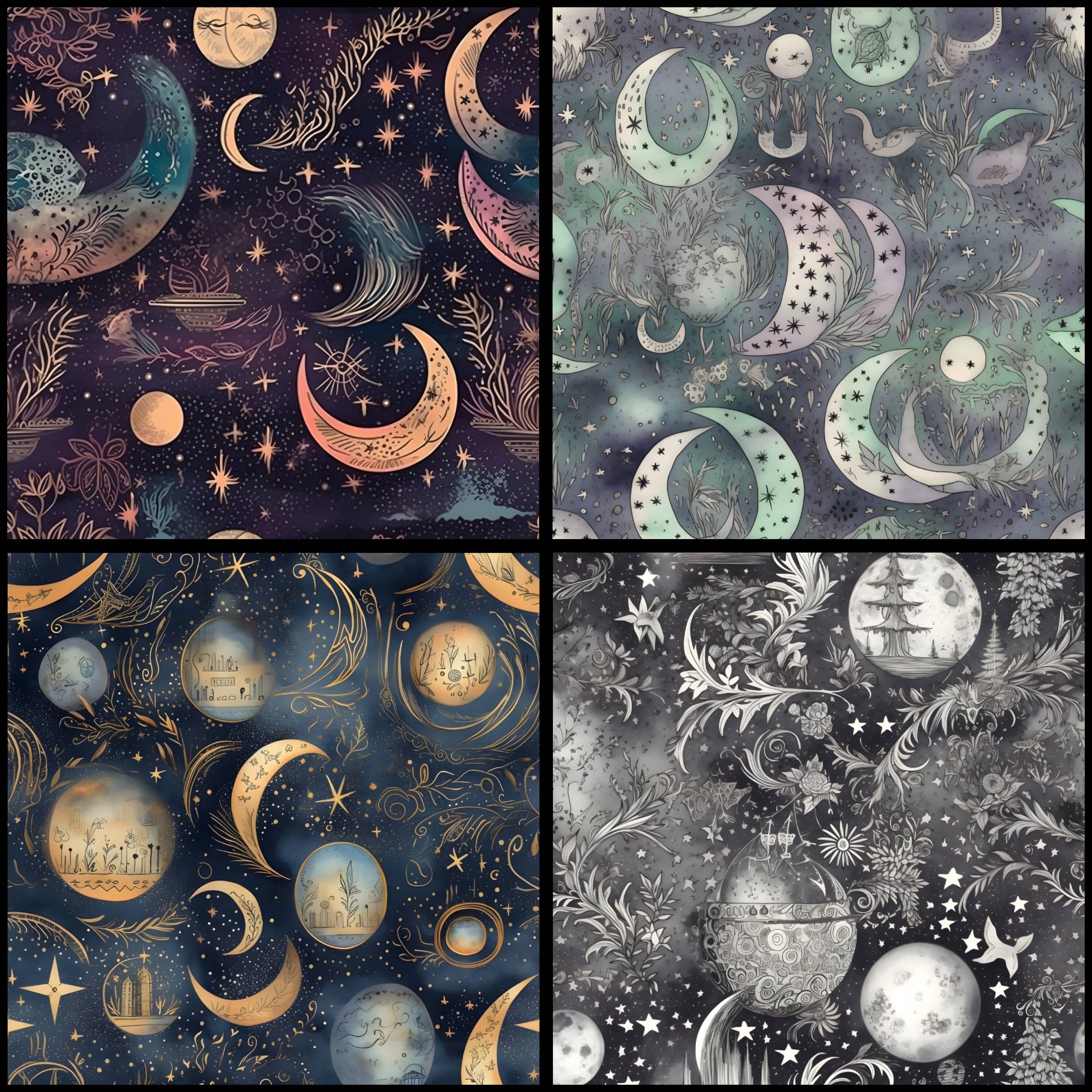 Digital Paper Night Sky Pattern Instant Download Seamless Digital ...
