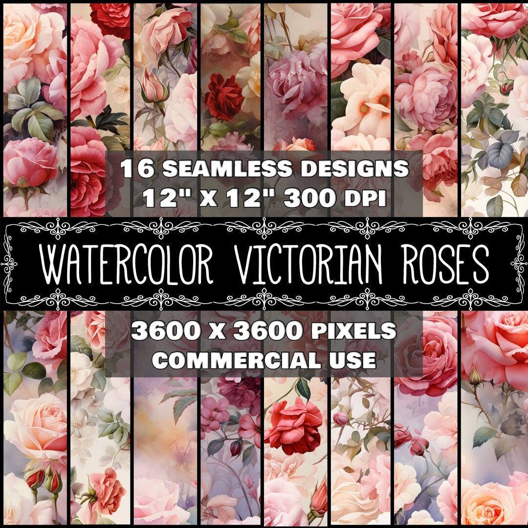 Digital Paper Rose Pattern Instant Download Seamless Digital Watercolor ...