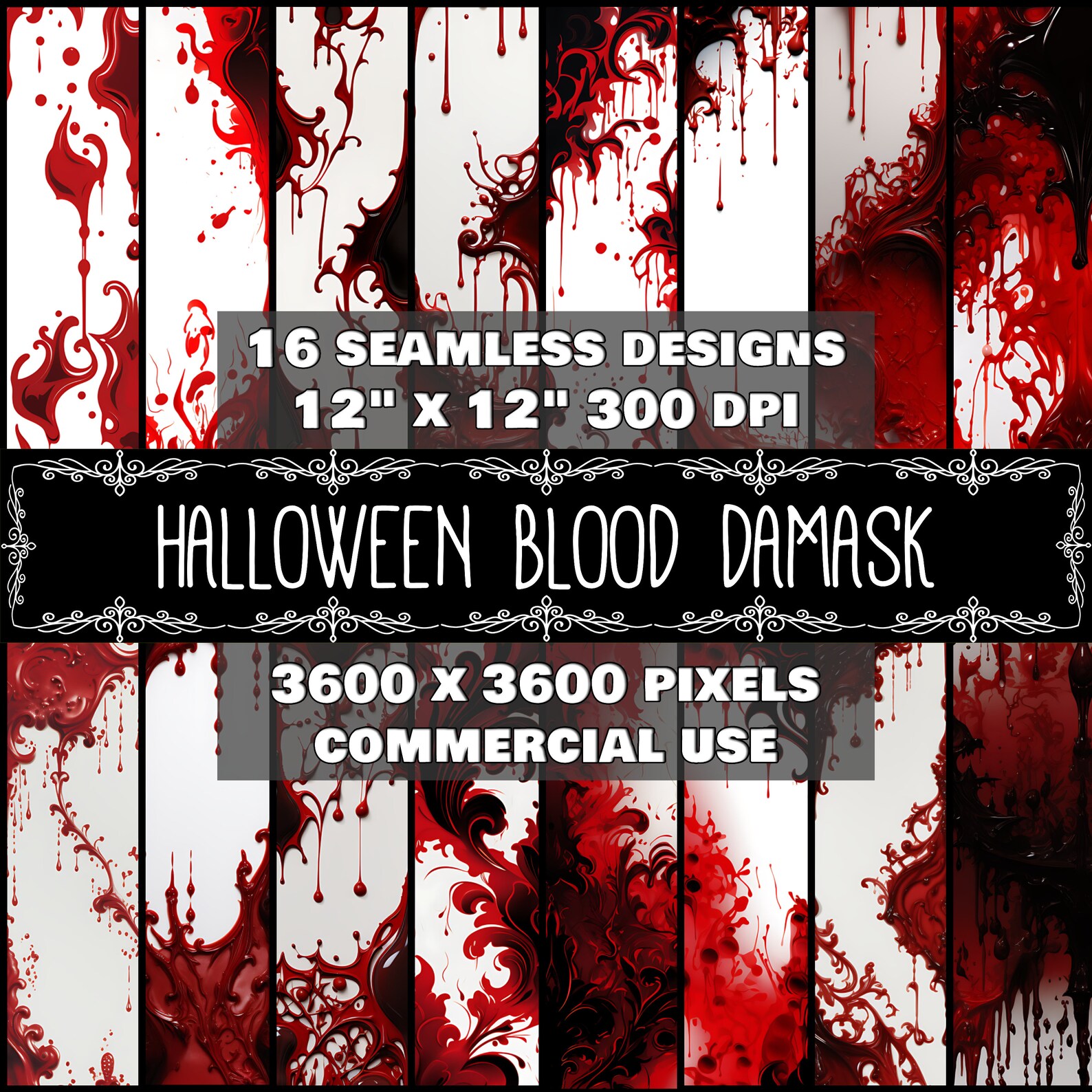Halloween Digital Paper Blood Pattern Instant Download Seamless Digital ...