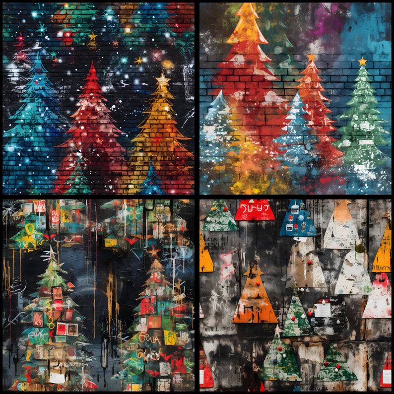Christmas Digital Paper Graffiti Pattern Instant Download Seamless ...