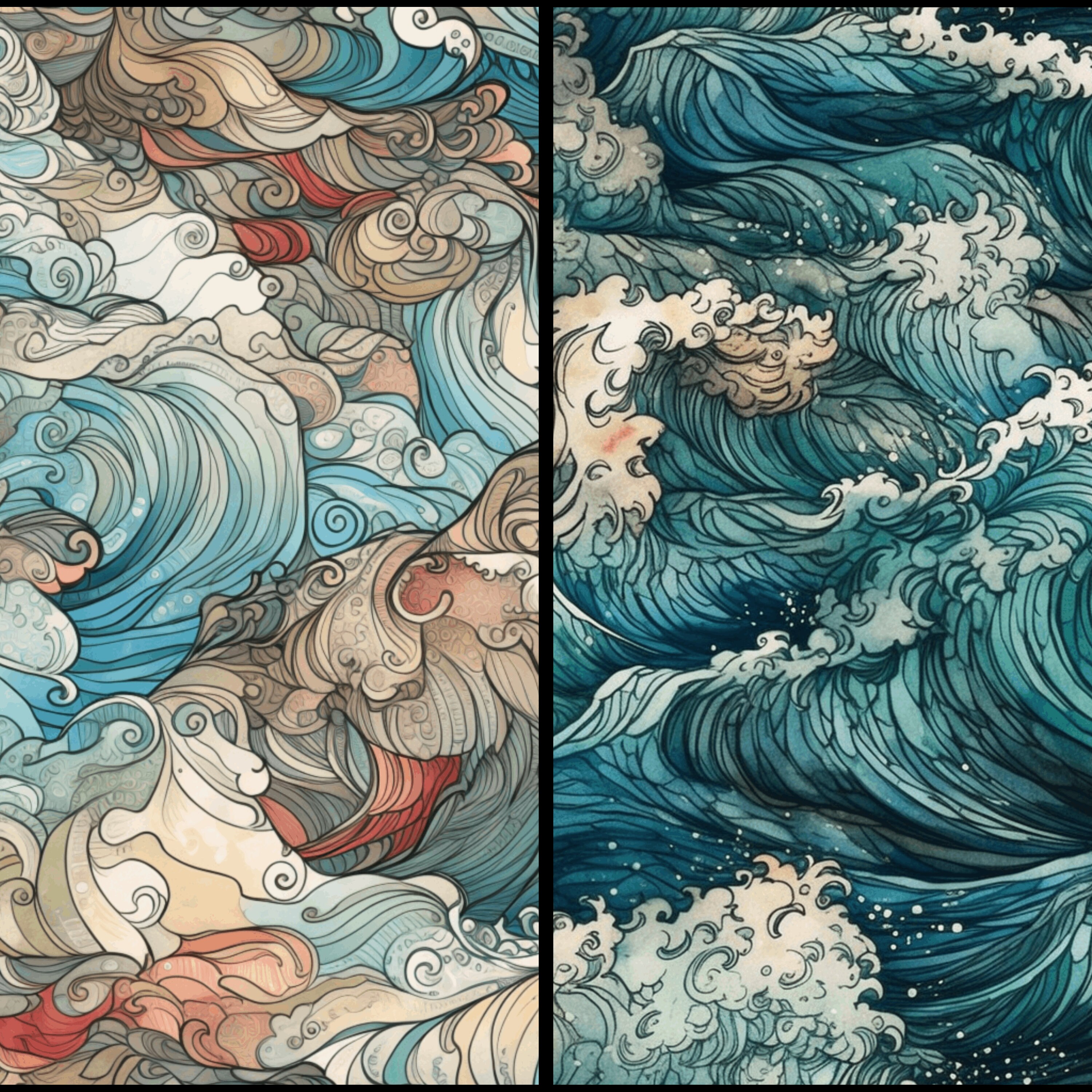 Digital Paper Wave Pattern Instant Download Seamless Digital Wave ...