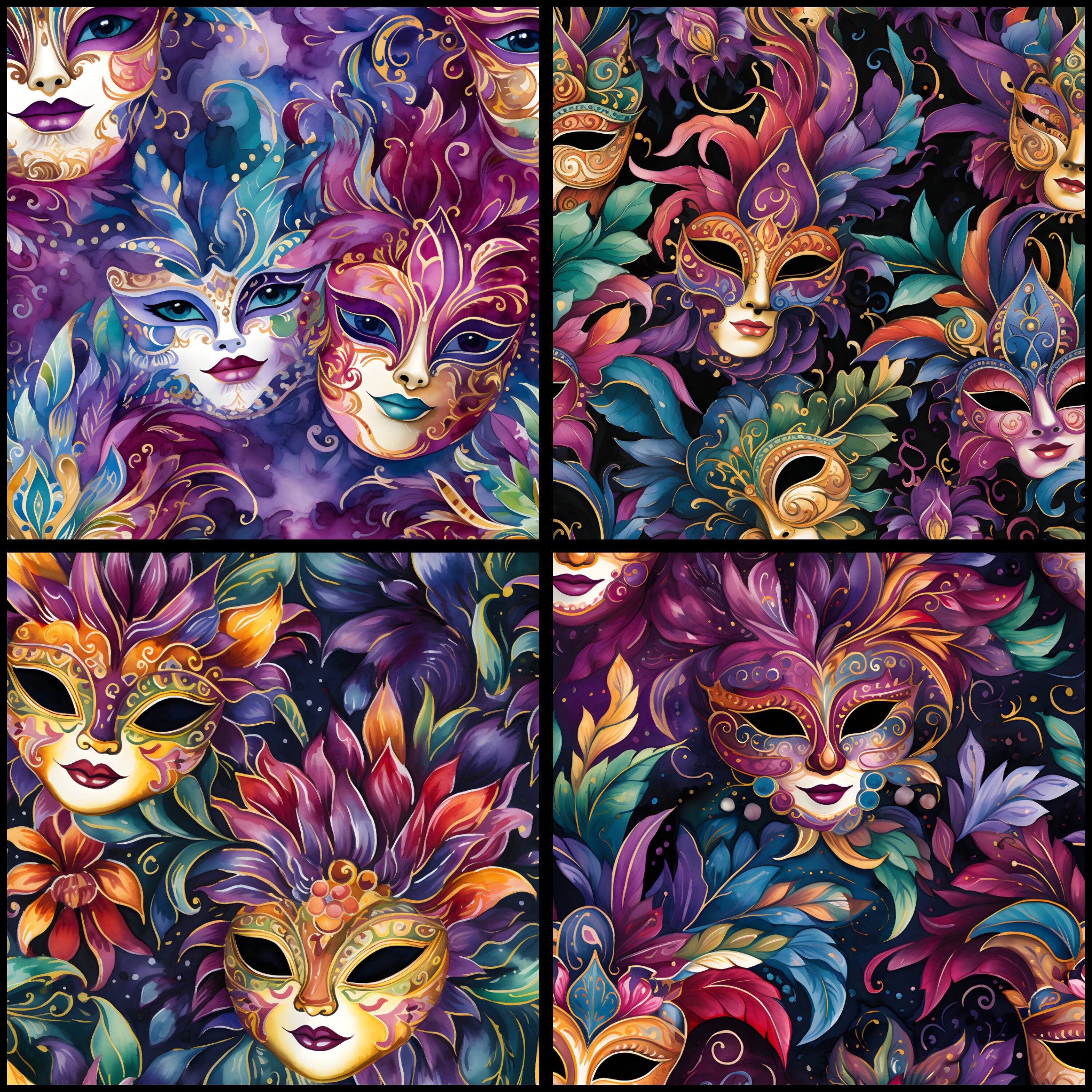 Digital Paper Venetian Mask Pattern Instant Download Seamless ...